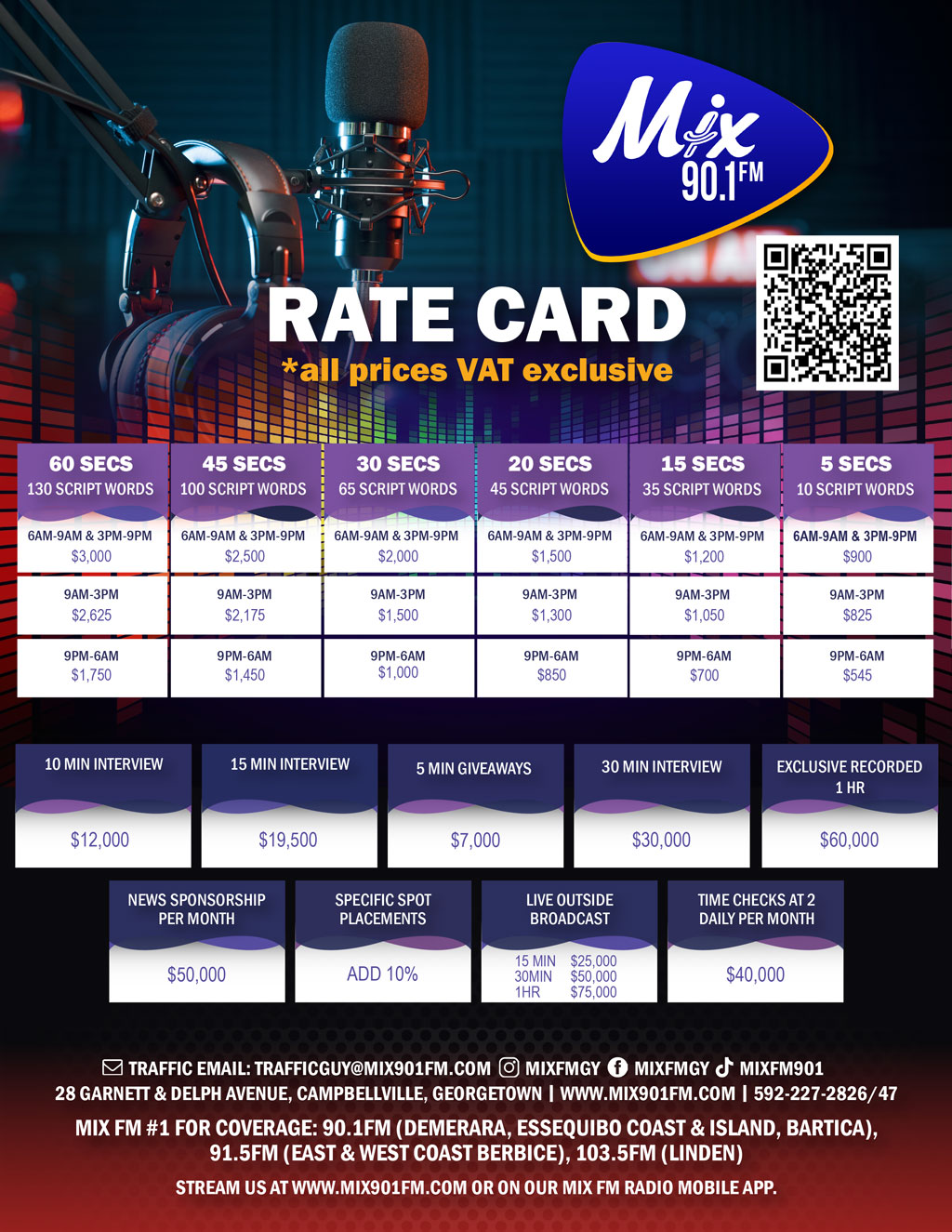 Rate Card – Mix 90.1 FM